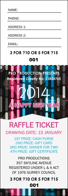Year Neon Lights Raffle Ticket