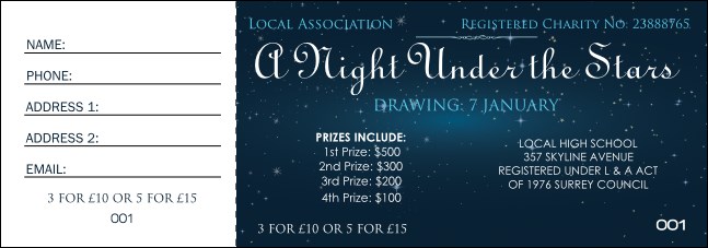 Star Theme Raffle Ticket